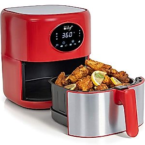 Deco Chef 3.7QT Digital Air Fryer with 6 Cooking Presets, LED Touch Controls, Adjustable Temperature and Time, Detachable Dishwasher Safe Non-Stick Basket, Red