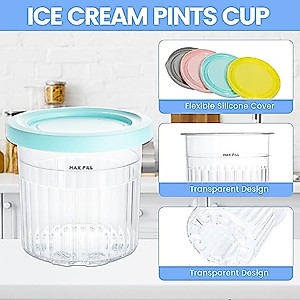 TERWOK Ice Cream Pint Container - 4 Pack Ice Cream Containers and Lids Replacement for Ninja Creami Compatible with NC300, NC301, CN301CO, CN305A