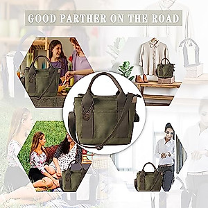 Women Small Tote Bag Handbag Satchel Bag Mini Canvas Tote Hobo Bag Fashion Stylish Crossbody Bags with Detachable Strap(Military Green)
