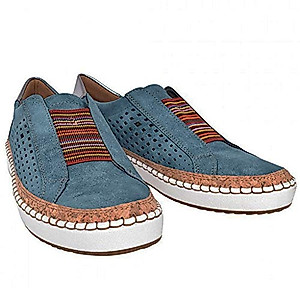 eczipvz Sneakers for Women Walking Shoes, Women's Low Top Round Toe Flat Loafers Casual Comfortable Slip on Fashion Sneakers Blue