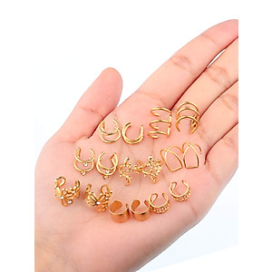 Blulu 8 Pairs Ear Cuffs Earrings Cuff Non Piercing Stainless Steel Clip on Cartilage Earrings for Men Women, 8 Various Styles