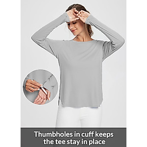 BALEAF Women's Sun Shirts UPF 50+ Long Sleeve Hiking Tops Lightweight Quick Dry UV Protection Outdoor Clothing Grey M
