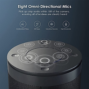 NexiGo Meeting 360, 8K Captured AI-Powered Framing & Speaker Tracking, 1080p HD 360-Degree Smart AIO Video Conference Camera, 8 Noise-Cancelling Microphones, and Speaker