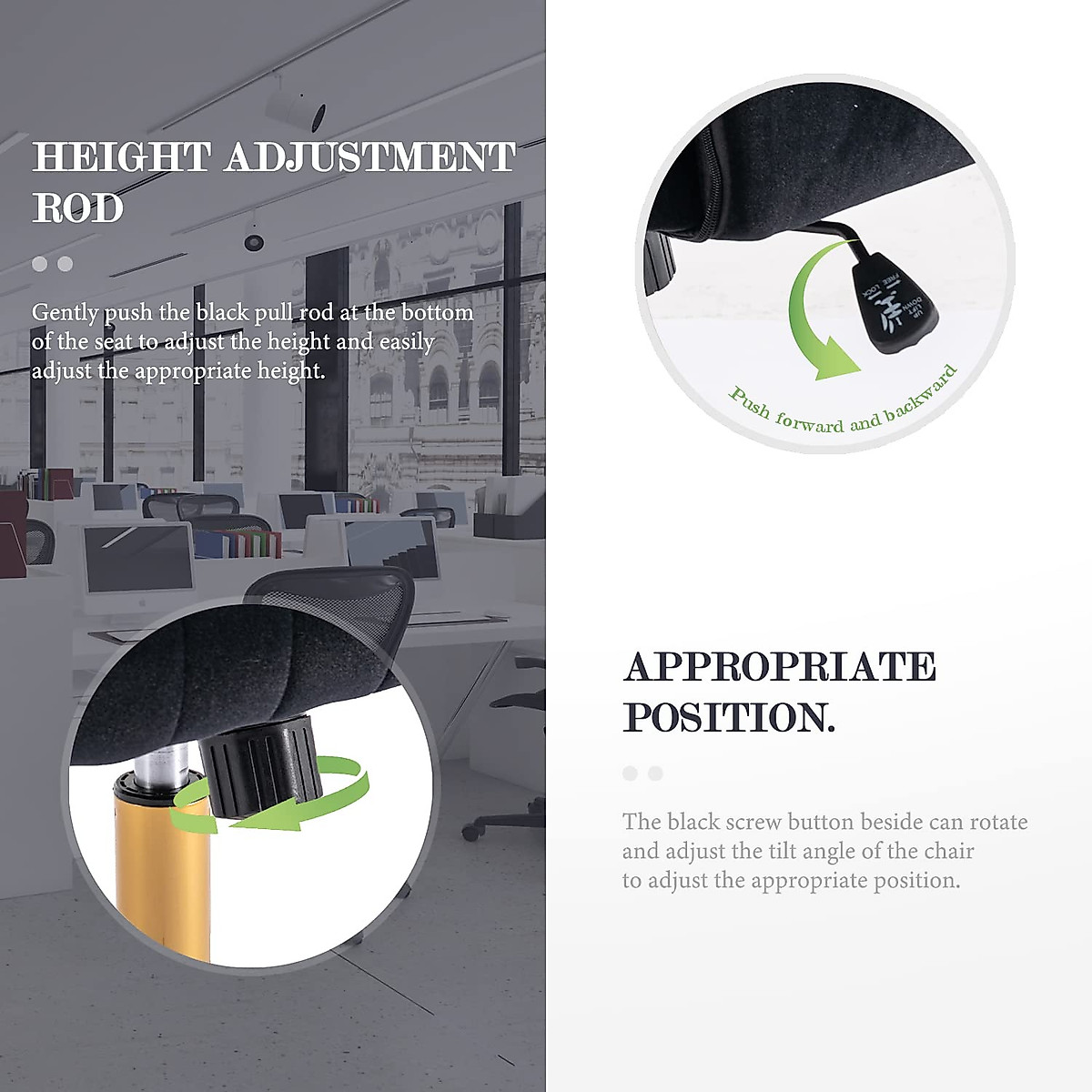 Velvet Office Desk Chair, Modern Adjustable Home Desk Chair with Wheels, Swivel Vanity Chair for Bedroom, Office, Vanity Study (Black)