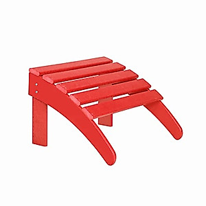 WO Home Furniture Adirondack Ottoman Outdoor Patio Footrest 13.5" Inch Folding Footstool for Outdoor Adirondack Chair (Red)
