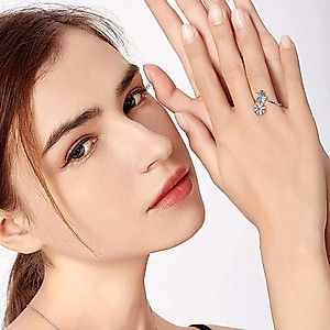 Fidget Anxiety Rings Butterfly Sunflower Adjustable Open Spinner Ring for Women Blue Cubic Zirconia Always in My Heart Stress Relieving Wrap Thin Band Engraved Cute Animal Jewelry Gift Girlfriend Bff Christmas