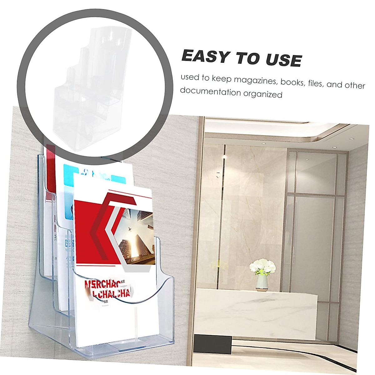 Folding Rack Desktop Brochure Holder Wall Pamphlet Holder File Storage Rack File Holder Rack Acrylic Brochure Holder Clear File Rack Wall Mount Flyer Holder Clear Pamphlet Rack