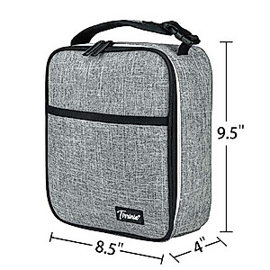 Small Insulated Lunch Bag for Men Women, Splash Proof Mini Portable Reusable Thermal Lunch Box Cooler Tote for Adults & Kids, Grey, 8.5in x 4in x 9.5in (L x W x H)