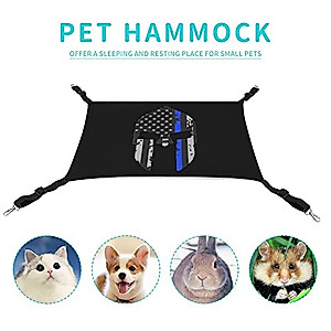 Police Thin Line Flag Spartan Pet Hammock Comfortable Adjustable Hanging Bed for Small Animals Dogs Cats Hamster