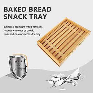 UPKOCH Meat Platter Wood Serving Tray Display Rack: Wooden Rectangular Tray with Handles Drain Tray Ottoman Coffee Table Platters for Food Breakfast Pastries Snacks Makeups Fruit Tray Platter