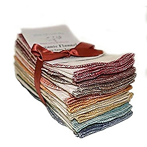 Gina's Soft Cloth Shop 11x12 Inches 1 Ply Flannel G.O.T.S. Certified Organic Cotton Paperless Towels with Earthtone Edges 10 Pack