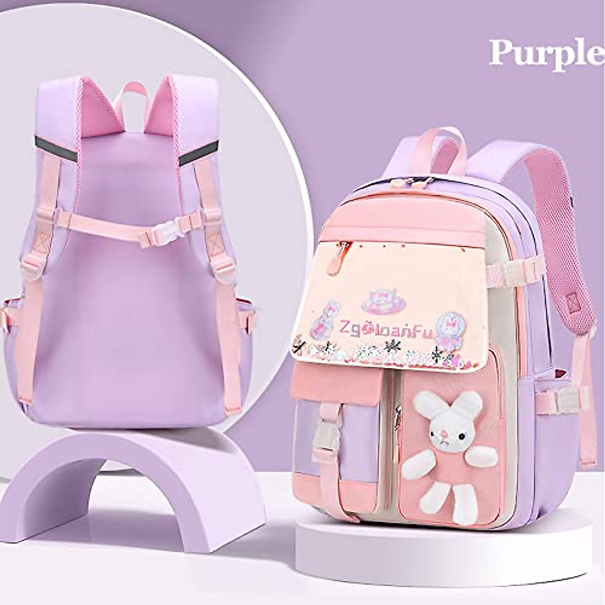 Purple Rabbit Backpack Cute Teenage Lightweight Waterproof Travel Bag Birthday Gifts Backpacks (Rabbit Purple, Large)