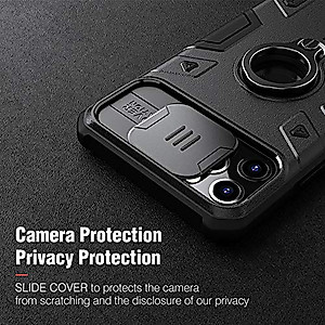 Nillkin Armor iPhone 11 Pro Max Case, [Built in Kickstand & Camera Lens Protector] Shockproof Hard Plastic Back & Soft Silicone Bumper Hybrid Cover Phone Case for iPhone 11 Pro Max 6.5'' Black
