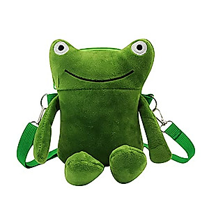 ANKOMINA Women Kids Cute Plush Frog Crossbody Bag Small Cell Phone Wallet Coin Purse Bag Shoulder Handbag
