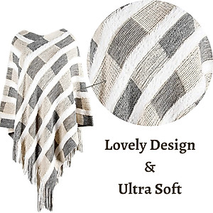 DAVLINA Chic Cardigan Poncho | Soft and Comfortable Lightweight Cardigan Poncho | Cute and Stylish Shawl (Standard, Gray White Varicolored)