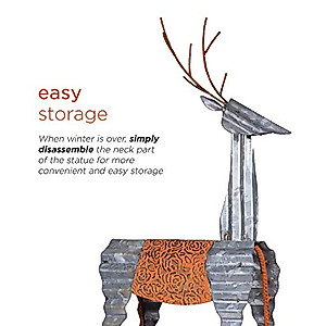 Alpine Corporation JUM324 Alpine Sheet Metal Reindeer, Outdoor Festive Decoration for Garden, Lawn, Yard Holiday décor, 30