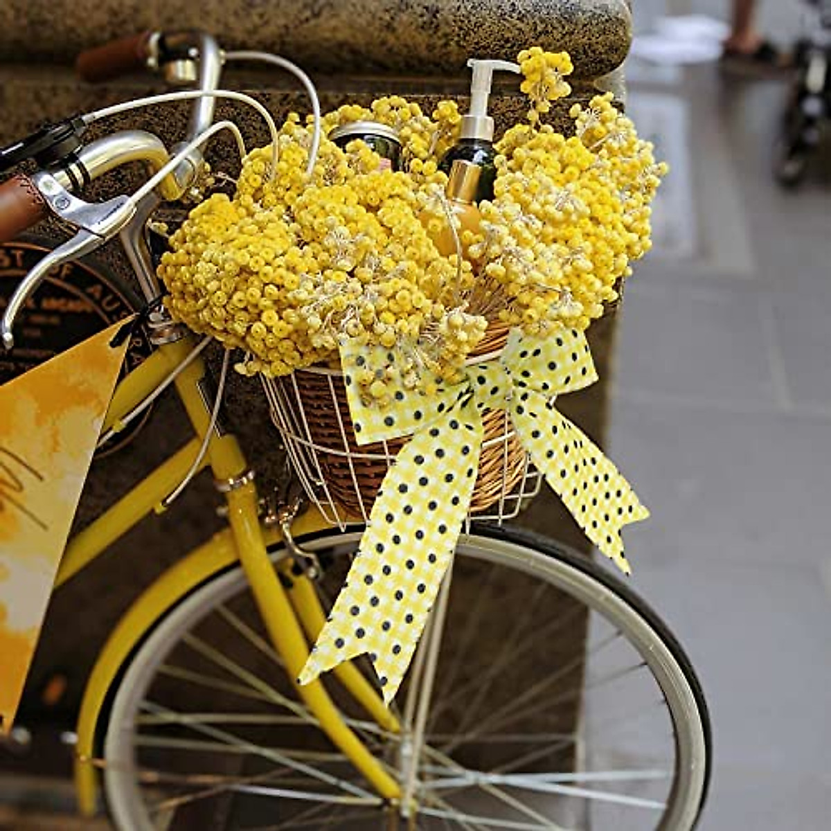 Kuscul 8 Rolls 32 Yards Sunflower Wired Ribbon Fall Autumn Wired Edge Ribbon Thanksgiving Fabric Decorative Ribbon for Gift Wrapping Hair Bow Sewing Crafts Wreath, 2.5in/ 1.5in