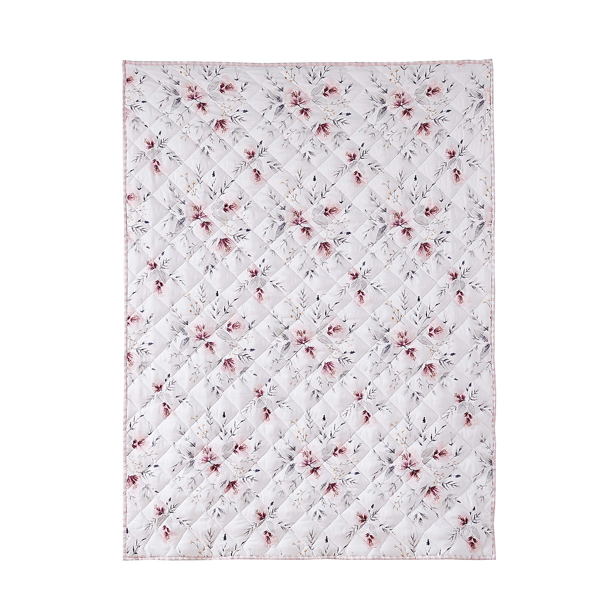 Levtex Baby - Adeline Toddler Bed Set - Blush, Pink, Grey and White - Classic Floral - 5 Piece Set Includes Reversible Quilt, Fitted Sheet, Flat Sheet, Pillow Case, Decorative Pilow