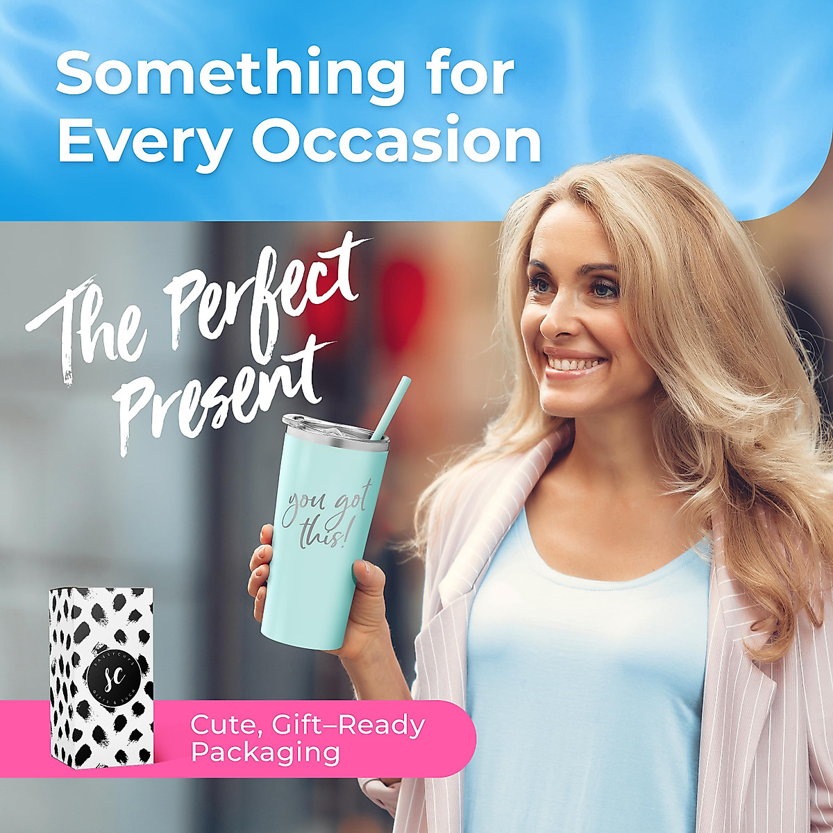 You Got This Tumbler - Personalized Vacuum Insulated Stainless Steel Tumbler with Lid and Straw - New Job Travel Tumbler - Promotion for Coworker - Going Away Gift - Moving Gift - Graduation Gift