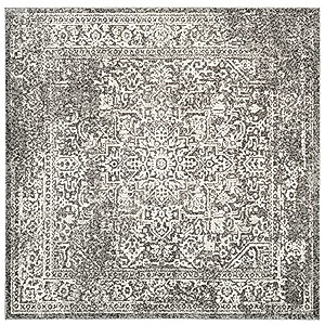 SAFAVIEH Evoke Collection 3' Square Grey/Ivory EVK256D Oriental Distressed Non-Shedding Living Room Bedroom Accent Rug