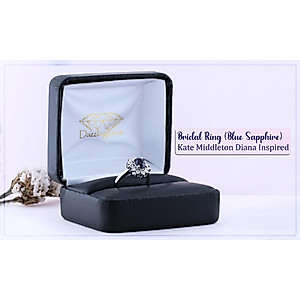 Dazzlingrock Collection 7x5mm Oval Blue Sapphire & Round White Diamond Halo Style Engagement Ring For Women in 10K Solid White Gold Size 7