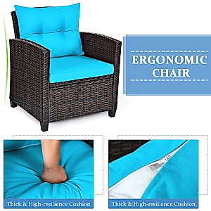 3 PCS Patio Furniture Set, OneSize, Turquoise