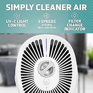 GermGuardian Air Purifier with HEPA Filter, Removes 99.97% of Pollutants, Covers Large Room up to 750 Sq. Foot Room in 1 Hr, UV-C Light Helps Reduce Germs, Zero Ozone Verified, 22", White, AC4625WDLX