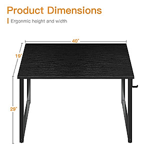 Coleshome 40 Inch Computer Desk, Modern Simple Style Desk for Home Office, Study Student Writing Desk, Black