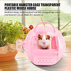 CUYT Breathable Cage Hamster Toy,Mouse Cage,with 11cm Exercise Wheel Multi-Functional Small Hamster Cage,for Travel for Picnic Indoor outdoor(Pink)