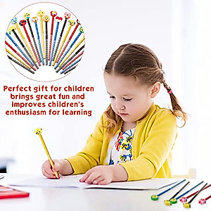 100 Pieces Animal Pencils Cartoon Pencils Kids Pencils with Erasers Fun Wooden Animal Pencils Fancy Stripe Pencil with Cute Animal Eraser for School Office Classroom Supplies Students Children