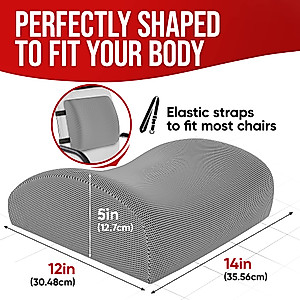 FORTEM Chair Seat Cushion (Mesh, Grey) + Lumbar Support