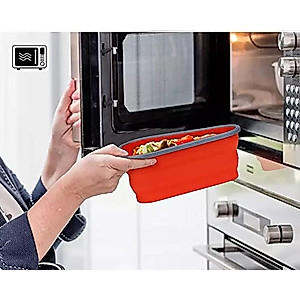 ROMEBLY Pizza Storage Container MULTI-FUNCTIONAL Perfect Pizza Pack a Box with 5 with MICROWABLE Trays and Lid 100% ,BPA ,FDA FREE,MICROWABLE,DISHWASHER SAFE,Red Pizza Box FORDABLE,Pizza Container