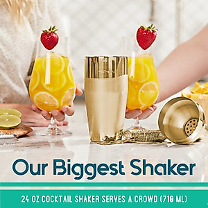 Mixology Bartender Kit: 23-Piece Bar Set Cocktail Shaker Set with Stylish Bamboo Stand | Perfect for Home Bar Tools Bartender Tool Kit and Martini Cocktail Shaker for Awesome Drink Mixing (Gold)
