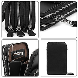 Pearl Angeli Small Crossbody Bag RFID Cellphone Wallet Purse Mini Ladies Handbag Purse with Shoulder Strap(Matte Black)
