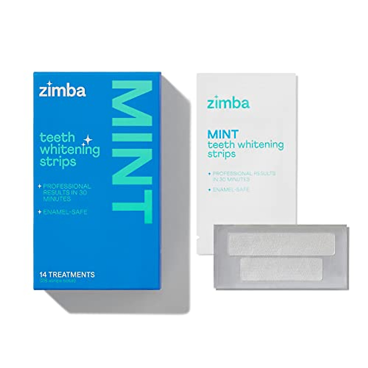 Zimba Teeth Whitening Strips for Teeth Sensitive White Strips for Teeth Whitening Hydrogen Peroxide Teeth Whitener Stain Remover 28 White Strips Included Per Pack, 2 Pack (14 Day Treatment), Coconut