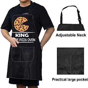 BWWKTOP Pizza Chef Apron Pizza Maker Apron Pizza Chef Gifts King Of The Pizza Oven Pizzeria Apron With Pocket For Chef Dad (King Of Oven)
