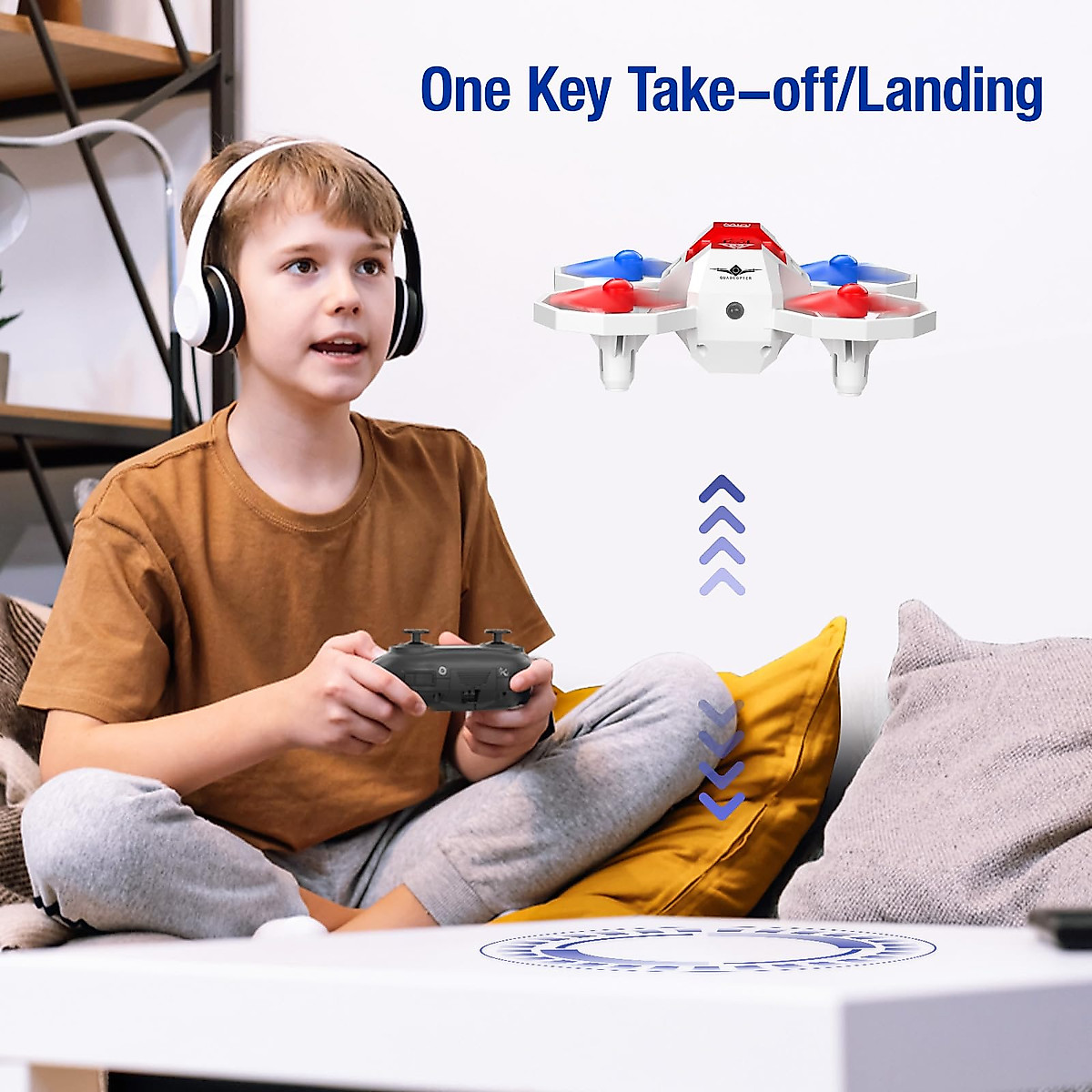 Rc Drone for Beginner, JoyKey Easy Mini Drone for kids with Adjustable LED Light, Indoor Quadcopter with Speed Mode, Altitude Hold, 3D Flip, Auto Rotation, One Key Start/Land, Headless Mode and 2 Batteries, Drone Toy for Boys & Girls