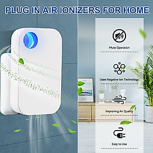 Ion Air purifiers for Home Plug in,Plug in Air Ionizers for Home Portable and Quiet Ionic Air Purifier for Bedroom Toilet Office Kitchen and Pets (2pack)