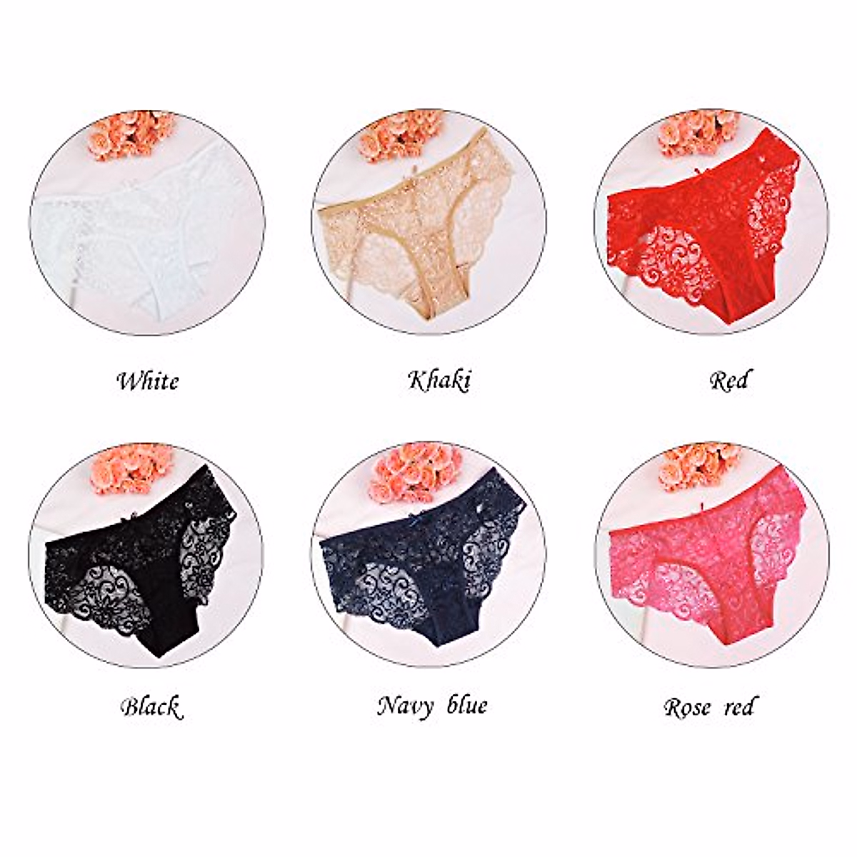 Sunm Boutique 6 Pack Womens Underwear Invisible Seamless Bikini Lace Underwear Half Back Coverage Panties Multicoloured