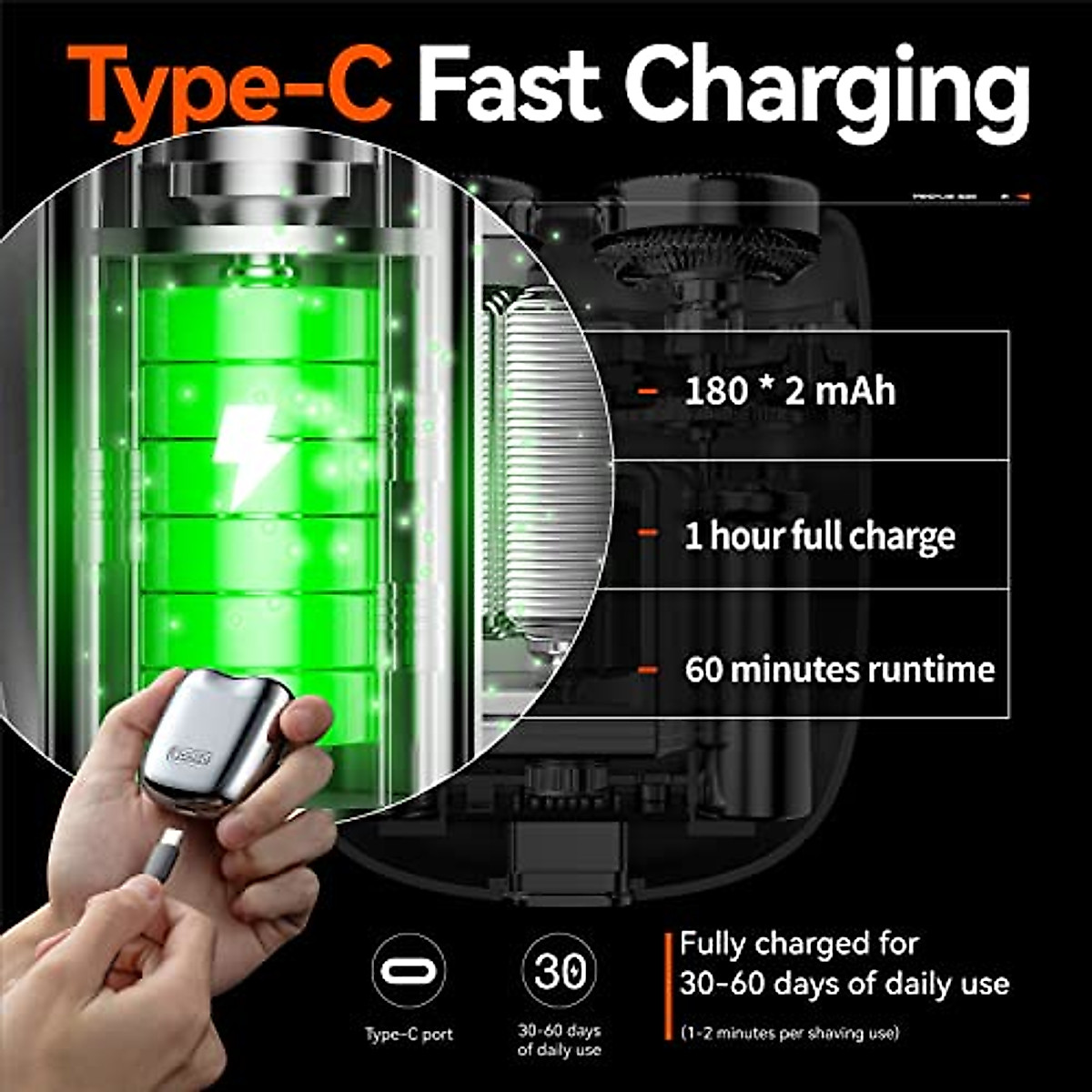 yoose Mini Rotary Shaver, Electric Razor for Men, Alloy Body & Magnetic Shaving Head, Close Shave, IPX7 Waterproof, USB C Rechargeable, Cordless Electric Razor with Travel Case, Ideal Gift, Silver