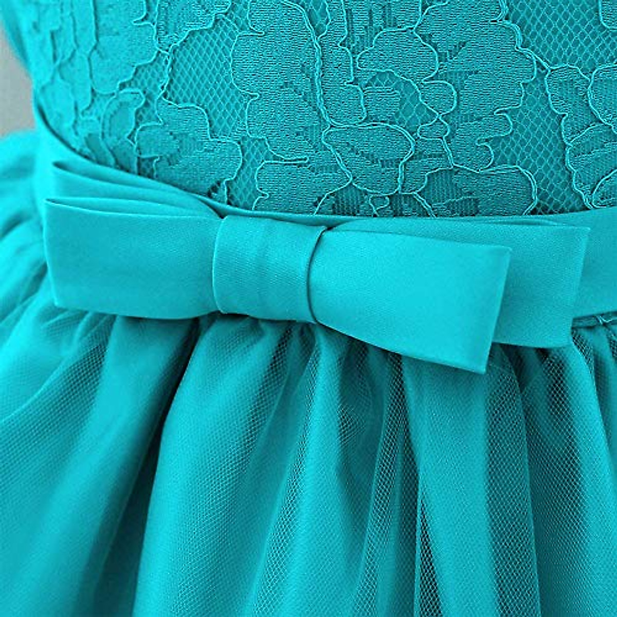 IMEKIS Toddler Girl Christening Baptism Gowns with Headband Bowknot Pageant Wedding Birthday Kids Princess First Communion Dresses Baby Dedication Dress Blessing Outfit Xmas Party Teal 12-18 Months