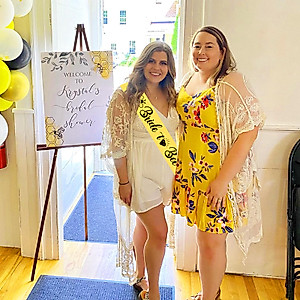 JOYMEMO Bride To Bee Sash for Bridal Shower - Bee Bachelorette Party Decorations, Bride To Bee Bridal Shower Party Decor, Bee Themed Engagement Wedding Party