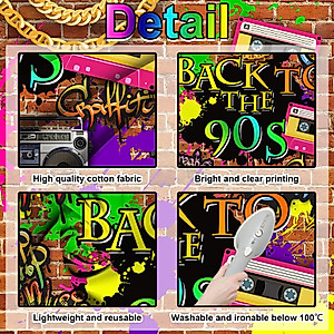 Mocsicka 90’S Backdrop Hip Hop Graffiti Brick Wall Retro Radio Fashion Photography Background Back to The 90’S Themed Party Banner Decoration Backdrops (7x5ft)