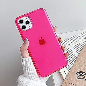 NYCPrimeTech iPhone 11 Pro Max Case/Slim & Soft Transparent Neon Pink Cover with Bumper Edge for iPhone 11 Pro Max/Cute Flexible & Stylish Protection // 6.5" (Hot Pink)