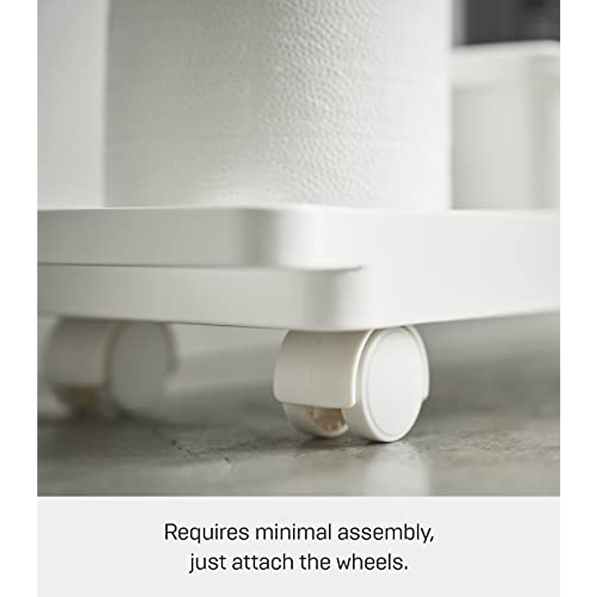 YAMAZAKI Home Rolling Cart Flat Dolly Wheels | Steel | Toilet Paper Stocker, One Size, White