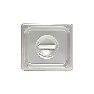 Thunder Group STPA5160C Steam Table Pan Cover, 1/6 Size, Solid with Handle, Reinforced Corners, 24 Gauge, Stainless Steel, NSF (Made in China), Pack of 12