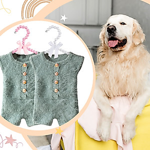 Wesiti 10 Pcs Small Pearl Hanger Mini Pearl Clothes Hangers Small Pearl Clothes Beads Hangers Metal Elegant Hangers with Ribbon for Women Dog Cat (Pink,White)