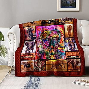 Elephant Blanket Gifts for Women Kids Adults Boys Men Elephant Lovers Home Bedroom Living Room Decor Soft Throw Plush Cozy Bed Couch Fleece Birthday Lightweight Blanket 50"x60"