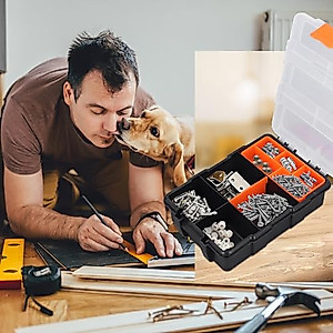 8.9x6.1x2.2in Small Parts Organizer, Tools Storage Box, Hardware Organizers with Removable Plastic Dividers, PVC Components Parts Tool Organizer for Hardware, Screws, Bolts, Nails, Jewelry