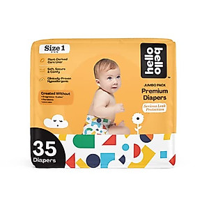 Hello Bello Premium Baby Diapers Size 1 I 35 Count of Disposeable, Extra-Absorbent, Hypoallergenic, and Eco-Friendly Baby Diapers with Snug and Comfort Fit I Building Blocks